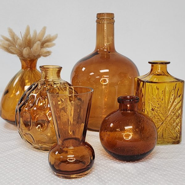 Assorted Amber Glass Vases and Bottles – Bossa Event